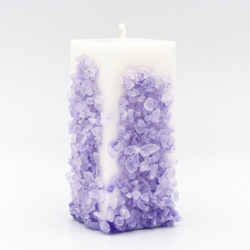 Candles with salt crystal decors